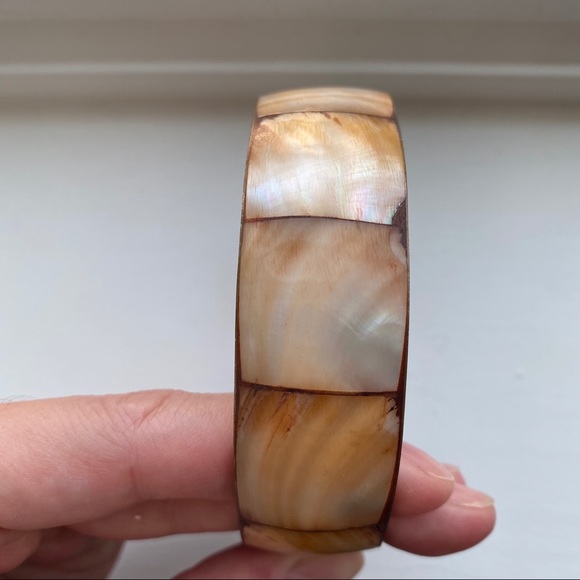 Vintage | Jewelry | Vintage Brown Cream Shell Segment Bracelet | Poshmark